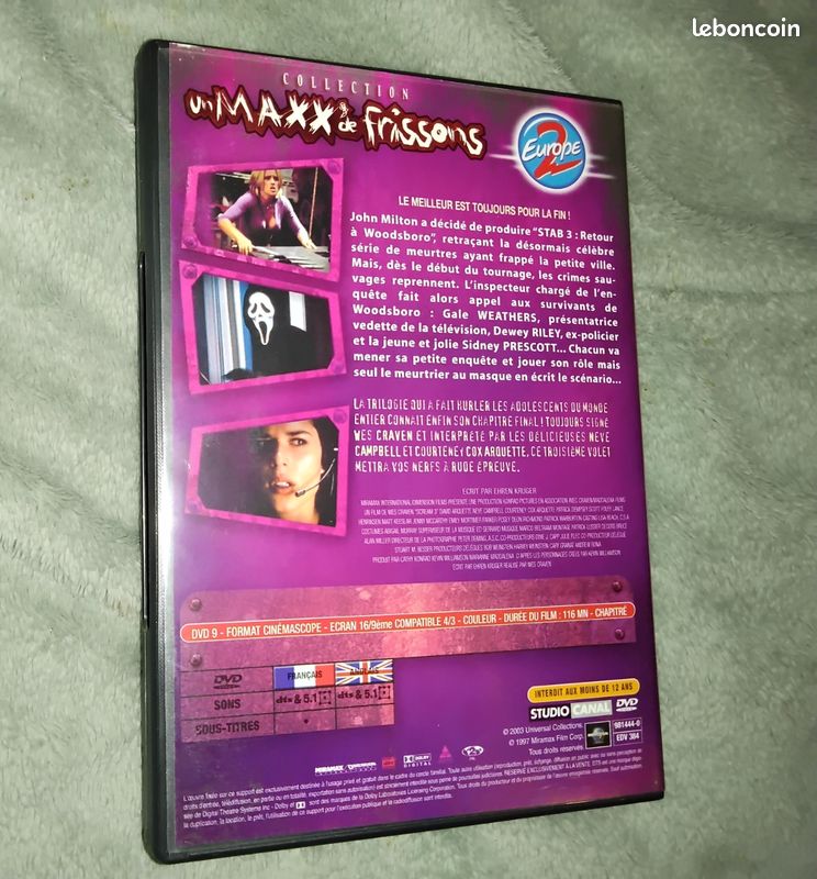 DVD Scream 3 Courtney Cox David Arquette Neve Campbell - DVD - Films
