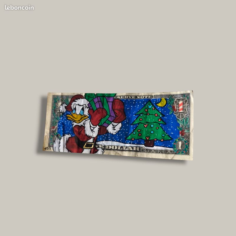 Billet de 1 dollar customisé – Donald Duck Père Noël – Art fait main ...