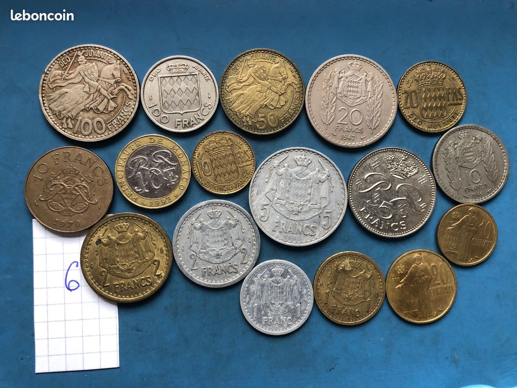 Monnaie de Monaco : Lot de 17 pièces différentes - Collection
