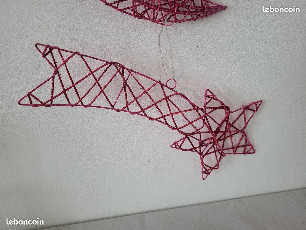 Lot de 3 décorations de Noël "Lune et étoile filante" rose à paillettes ...