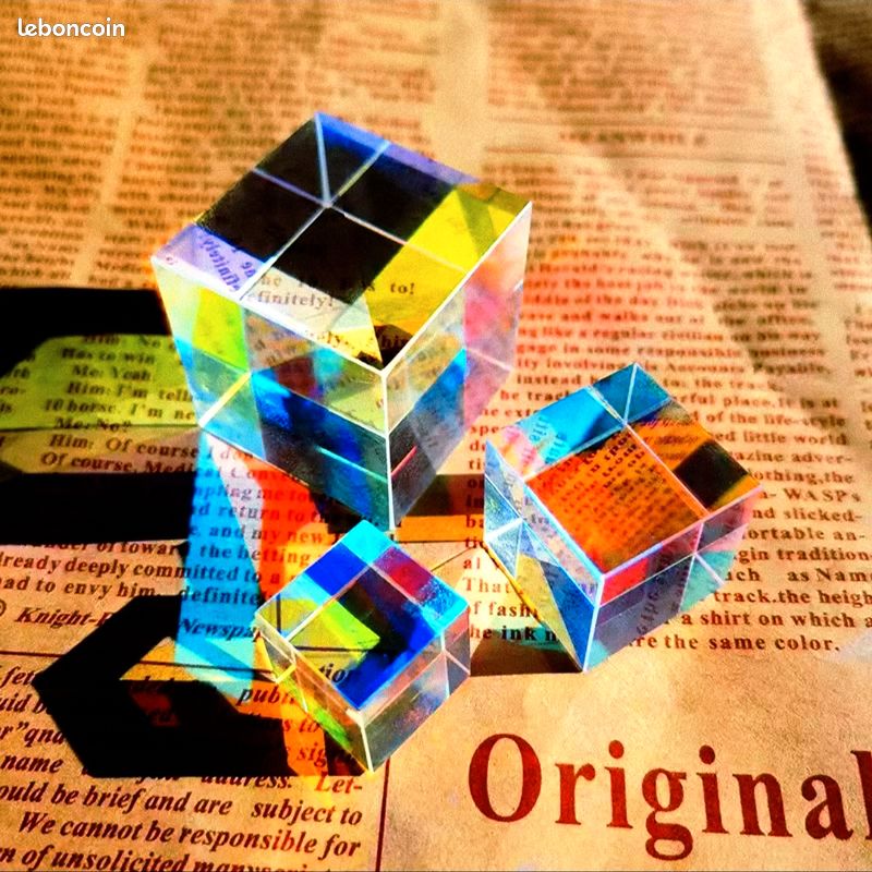 🌈 Cube prisme de Lumière Dichroïque NEUF Objet scientifique insolite ...