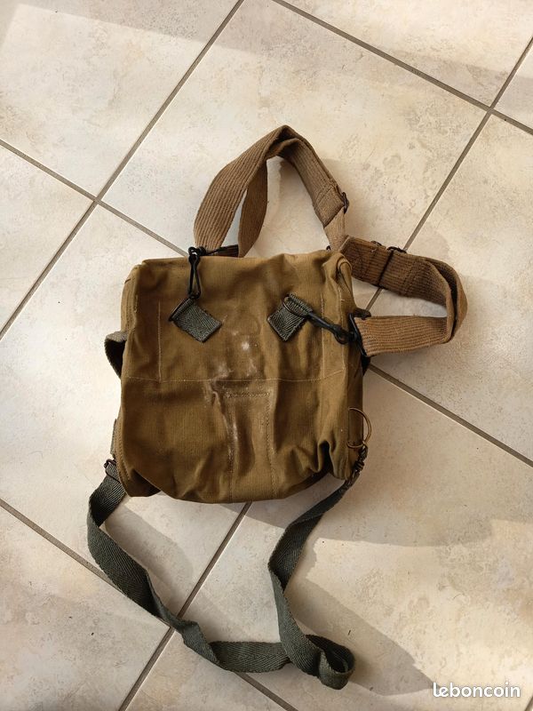 Ancienne musette militaire HG 54 pour ANP 51, datée 3-54 Époque Guerre ...