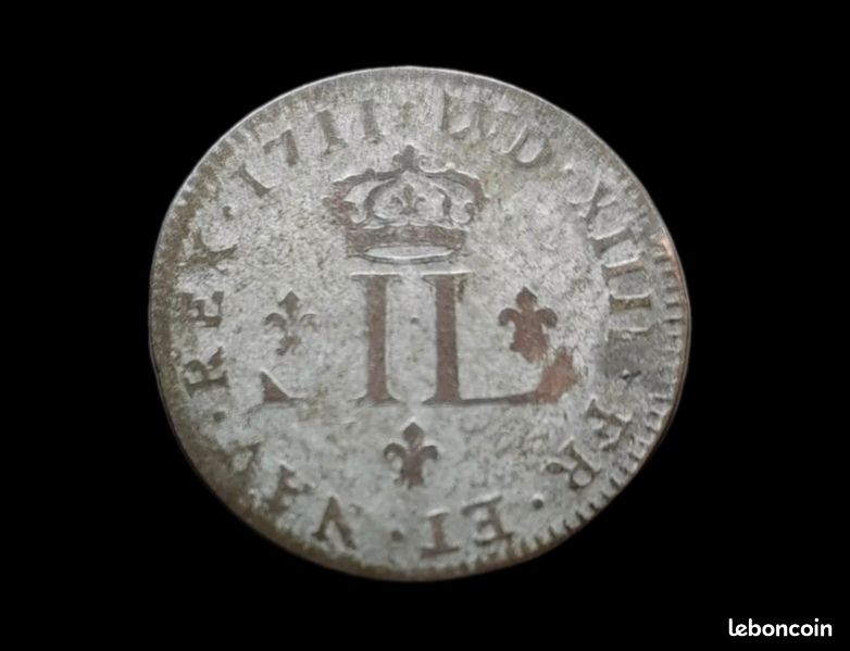 Louis XIV, Denier aux 2 L couronnées 1711 D Lyon - Collection