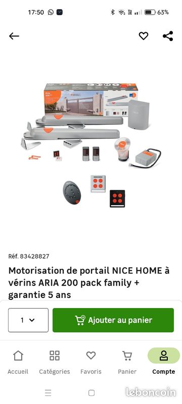 Motorisation portail Nice Home à Vérin ARIA 200 pack family - Bricolage