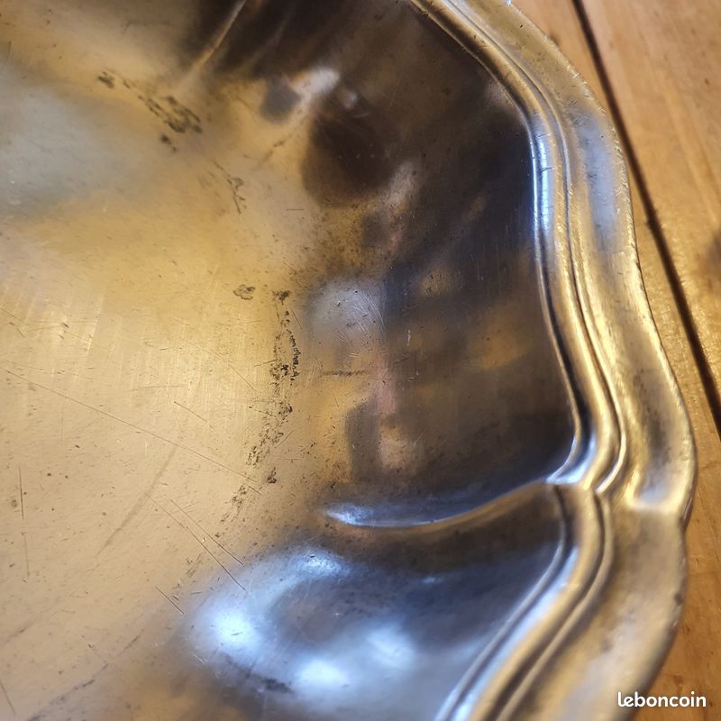 ⚖️ Plat creux ancien en étain fin, 18ème siècle, 3 poinçons ♋︎ 810 ...